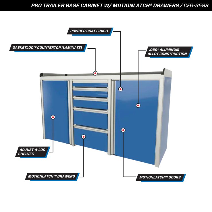 Pro Trailer Base Cabinet With MotionLatch Drawers