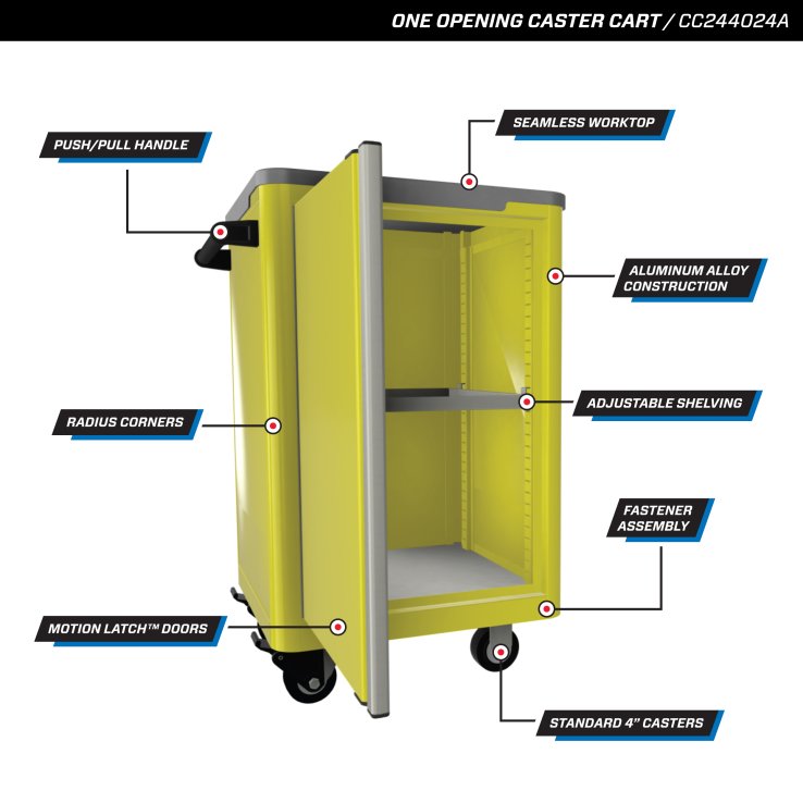 One Opening Caster Cart - Texture Black