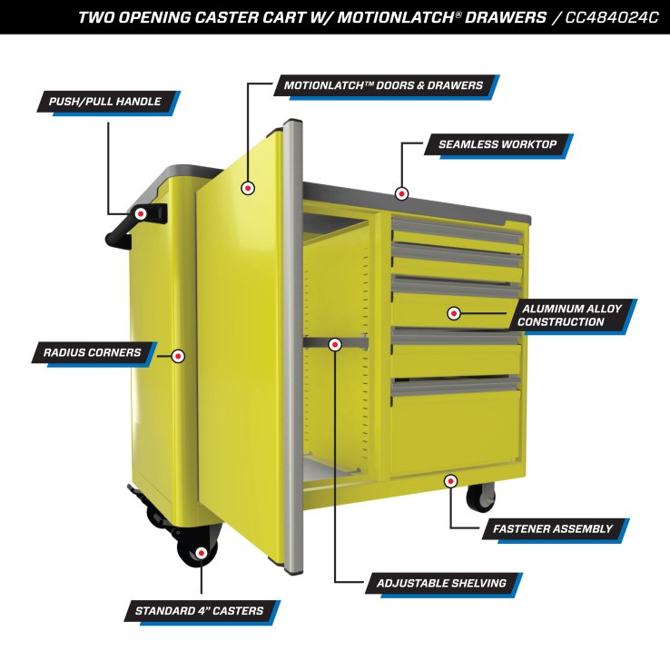Two Opening Caster Cart w/ MotionLatch® Drawers