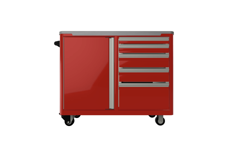 Two Opening Caster Cart w/ MotionLatch® Drawers - Fire Engine Red