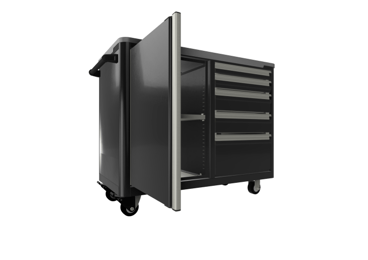 Two Opening Caster Cart w/ MotionLatch® Drawers - Gloss Black