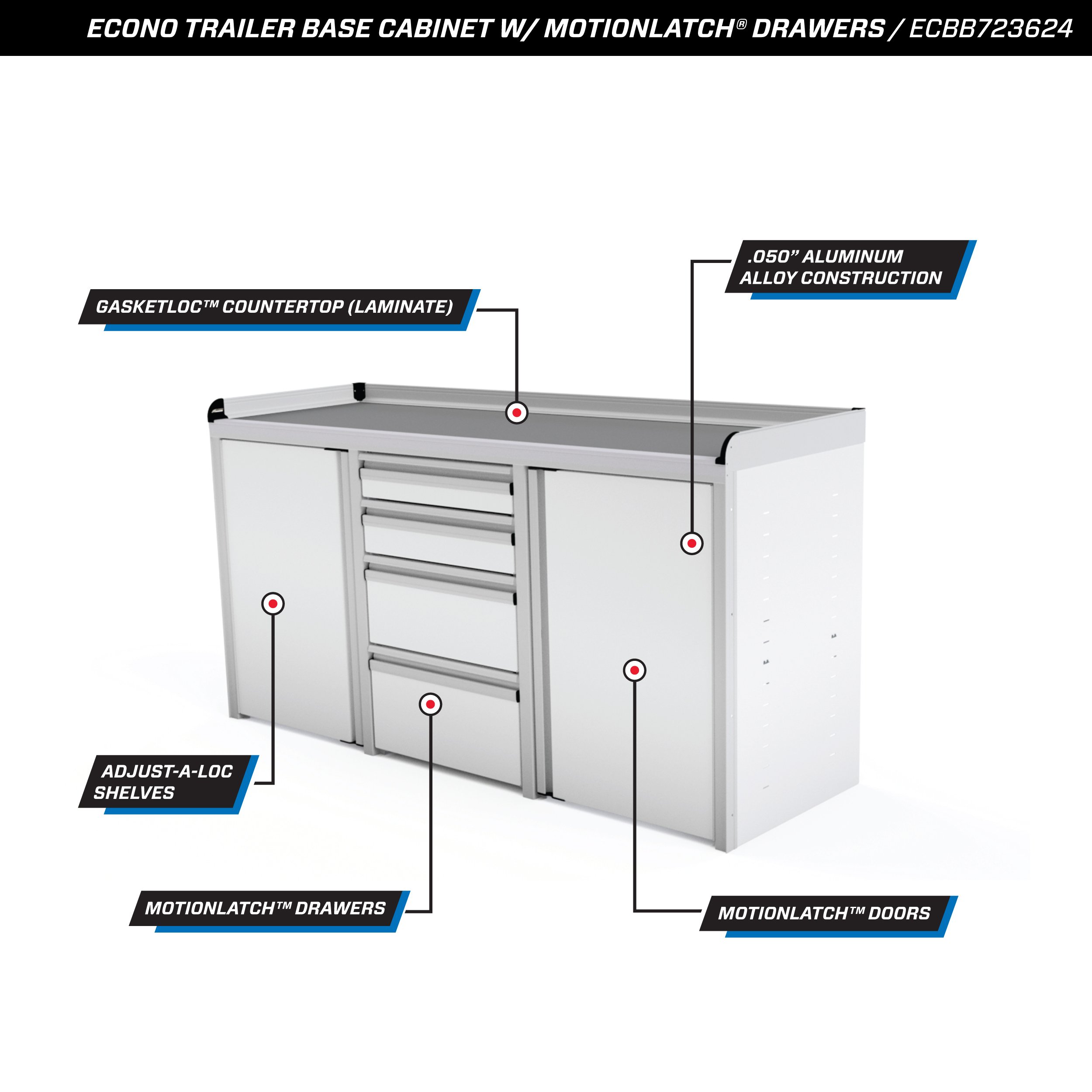 Econo Trailer Base Cabinet w/ MotionLatch® Drawers